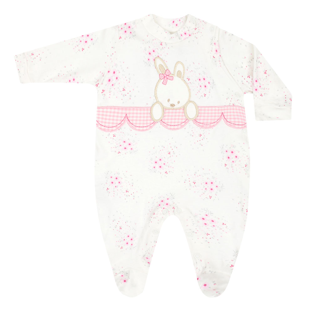 Macacão Bebê Babado Coelha Laço (RN/P) | Bebê Fofuxo