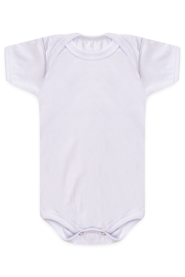 Body Bebê Manga Curta Liso Branco (RN a G) | Bebê Fofuxo