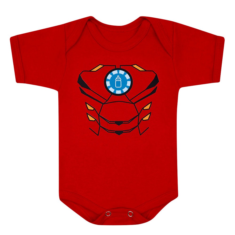 Body Bebê Suedine Vermelho Iron Baby (RN/G) | Bebê Fofuxo